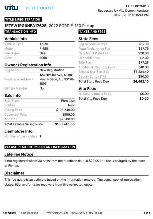 Vitu Interstate — Title and Reg across the nation